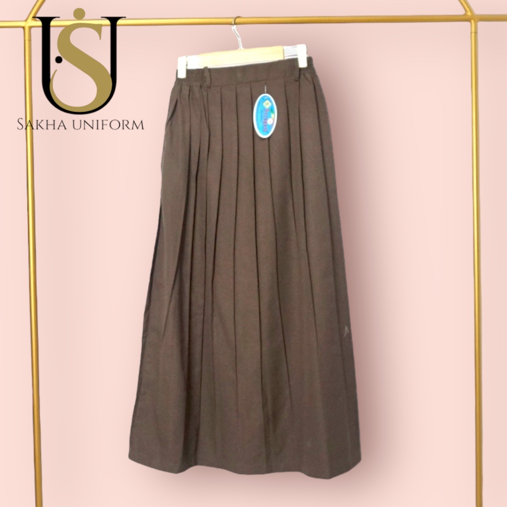 Jual Rok seragam sekolah SD SMP SMA pramuka panjang Rempel Coklat perempuan merk seragam ...