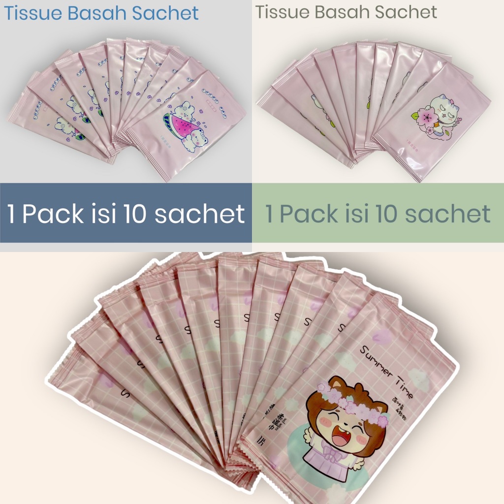 Jual Tissue Basah Travel Sachet individual pack wet tissue gambar lucu ...