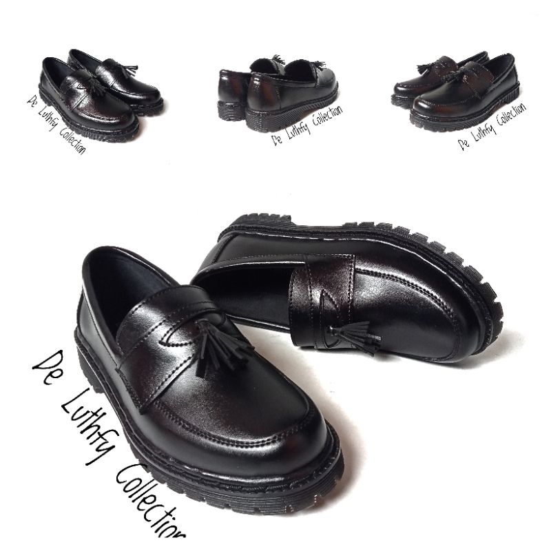 Jual Sepatu Loafers Pria Full Black Sepatu Model Docmart Cowok | Shopee ...