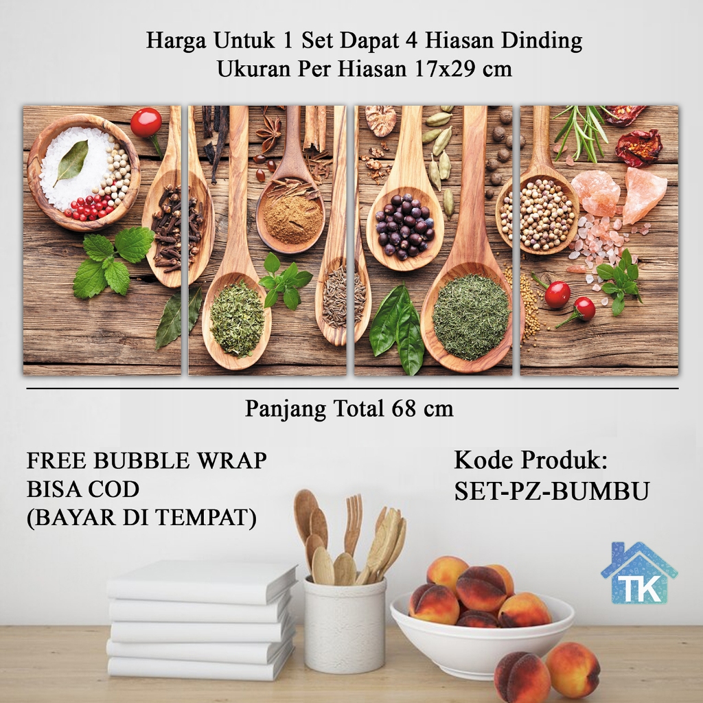 Jual Hiasan Dinding Tema Dapur Kitchen Dapat 4 Pajangan Dinding Kayu ...