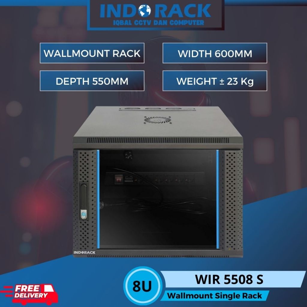 Jual WIR5508S - Wallmount 8U Depth 550mm Single Glass Door 19inch ...