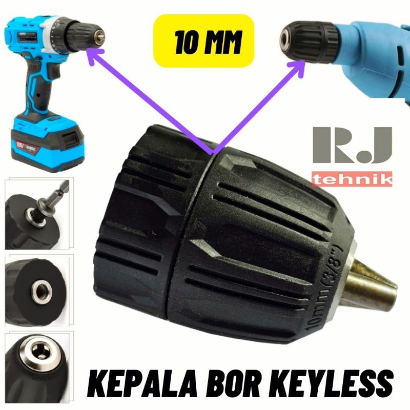 Jual Kepala Bor Keyless Drill Chuck 10mm Kepala Mesin Bor Cordless ...