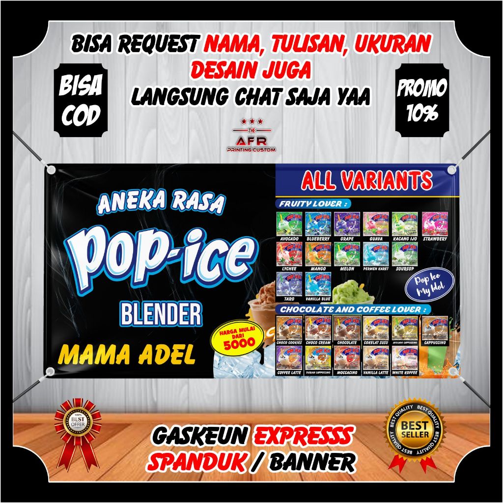 Jual Banner Pop ice Blender, Spanduk Minuman Pop Ice 150X60CM | Shopee ...