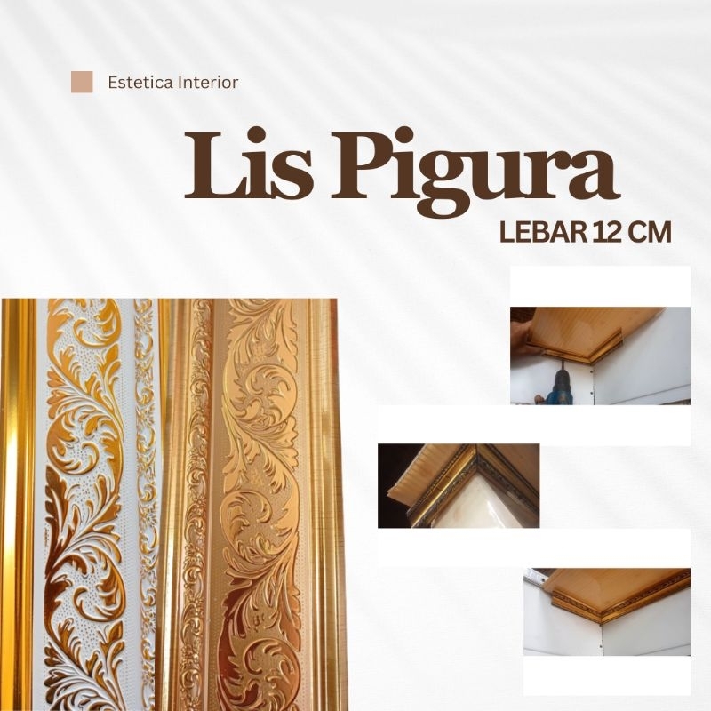 Jual Lis Pigura Lebar 12 cm Lis Pigura Emas Lis profil Bingkai foto ...