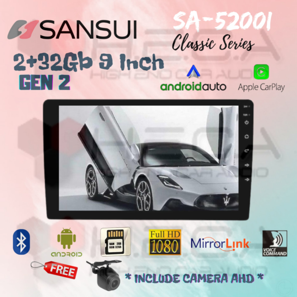 Jual SANSUI SA-5200i Classic Gen2 2/32 GB 9" Android Head Unit + Camera ...