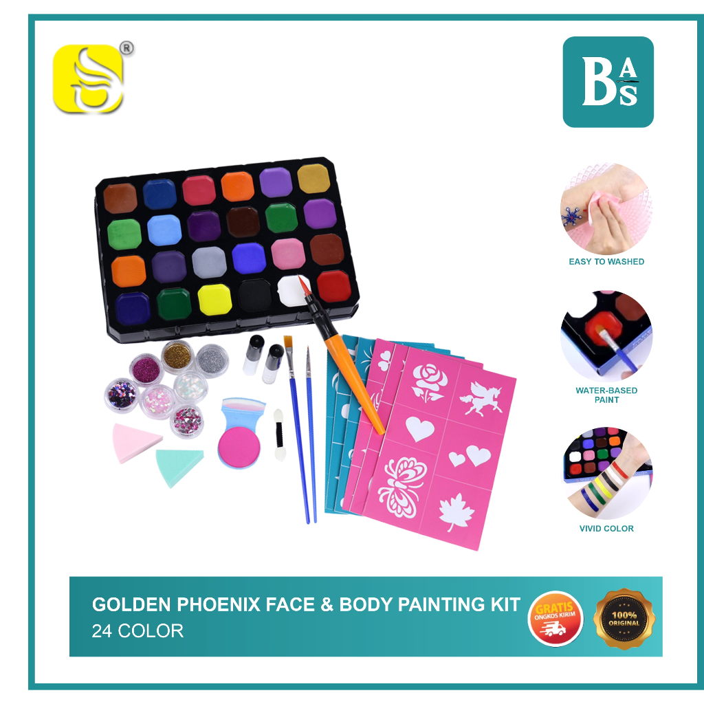 Jual Golden Phoenix Face & Body Painting Kit 24 Color - IHFP08 | Shopee ...