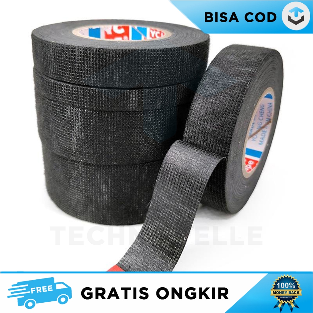Jual LAKBAN HITAM BAHAN KAIN ADHESIVE TAPE TAHAN PANAS PANJANG 15M 25MM ...