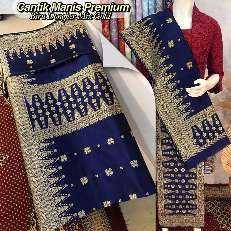 Jual Songket Cantik Manis Premium Biru Dongker Mix Gold-Asli Tenun Tangan Palembang(Ilham ...