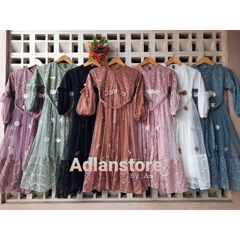 Jual Lily Dress Motif Bunga Anak Perempuan//burkat tille bunga//Gamis ...