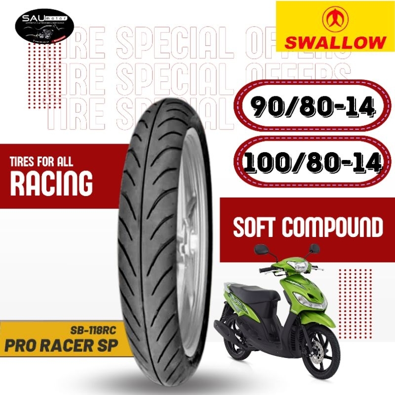Jual Swallow Ban Luar Pro Racer Motor Matic 90/80-14 ban metik 100/80 ...