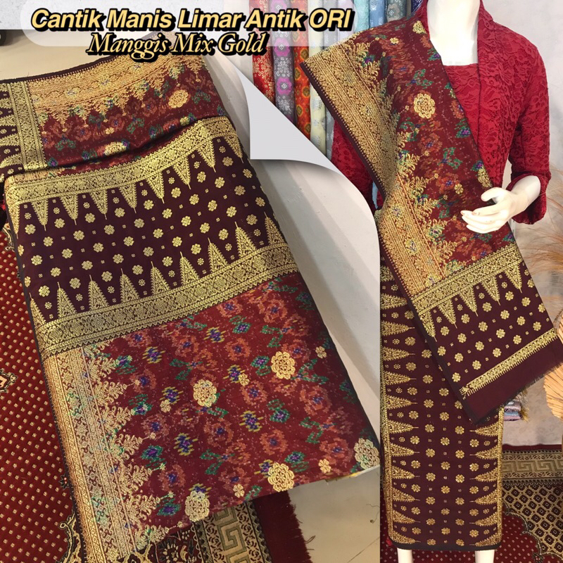 Jual Songket Cantik Manis Limar Antik ORI Manggis Mix Gold-Asli Tenun ...
