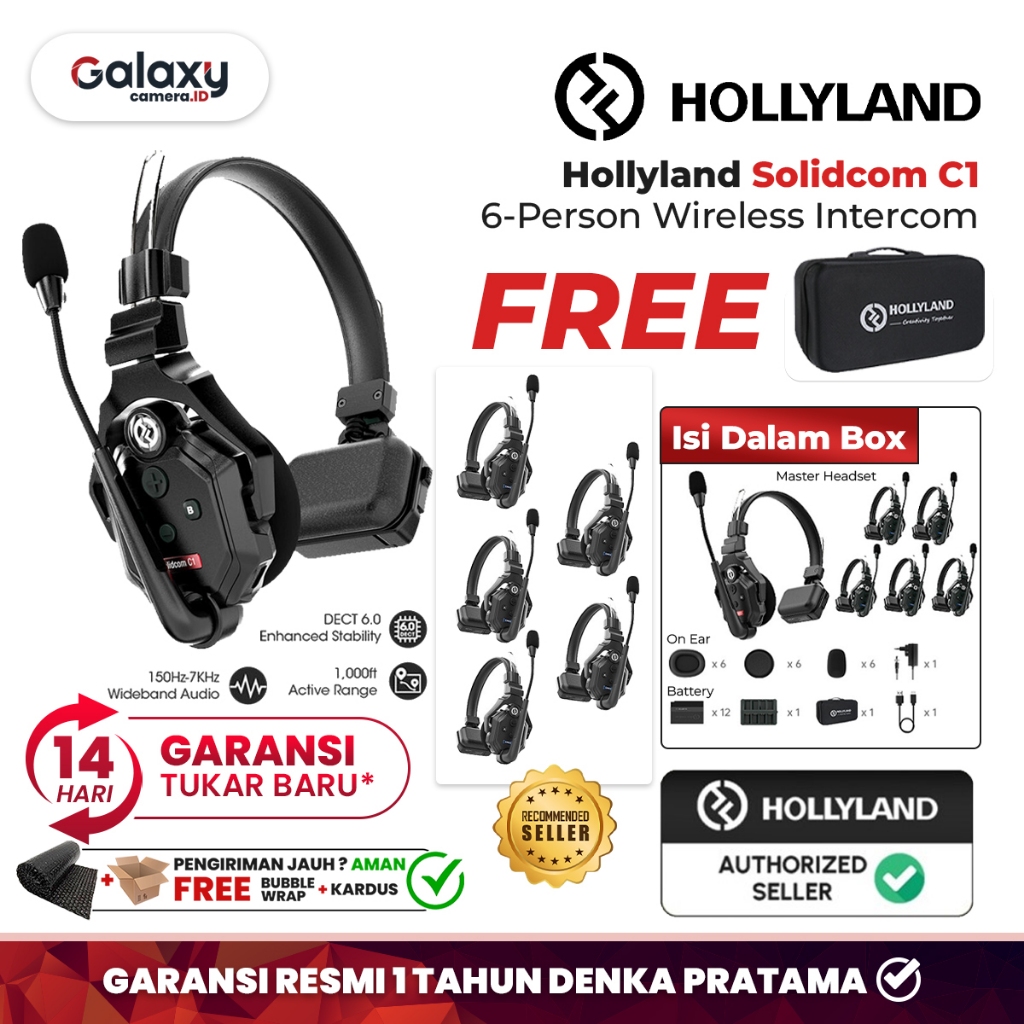Jual Hollyland Solidcom C1 Wireless Intercom Headset 300M Full-Duplex ...