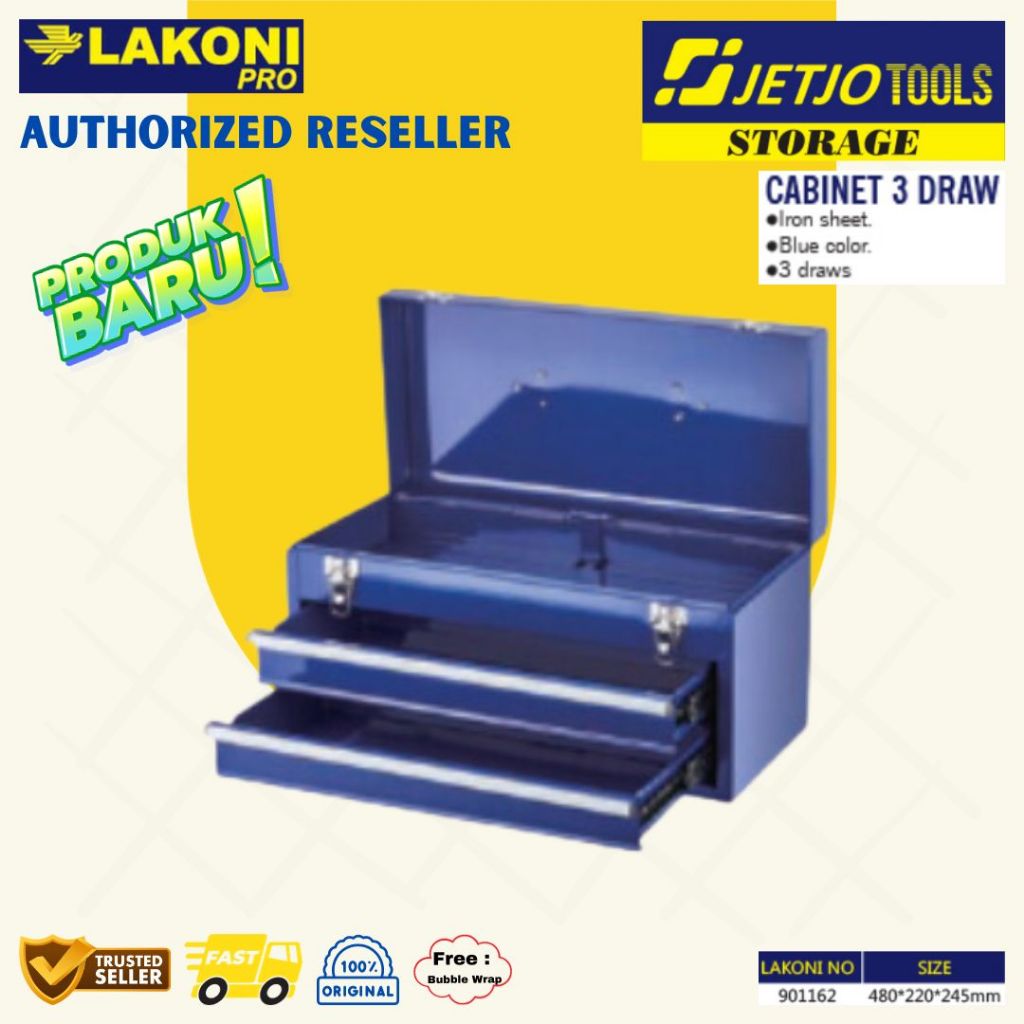 Jual JETJO TOOL Lakoni Pro Tool Box Toolbox 3 Drawer 480x220x245 901162 ...