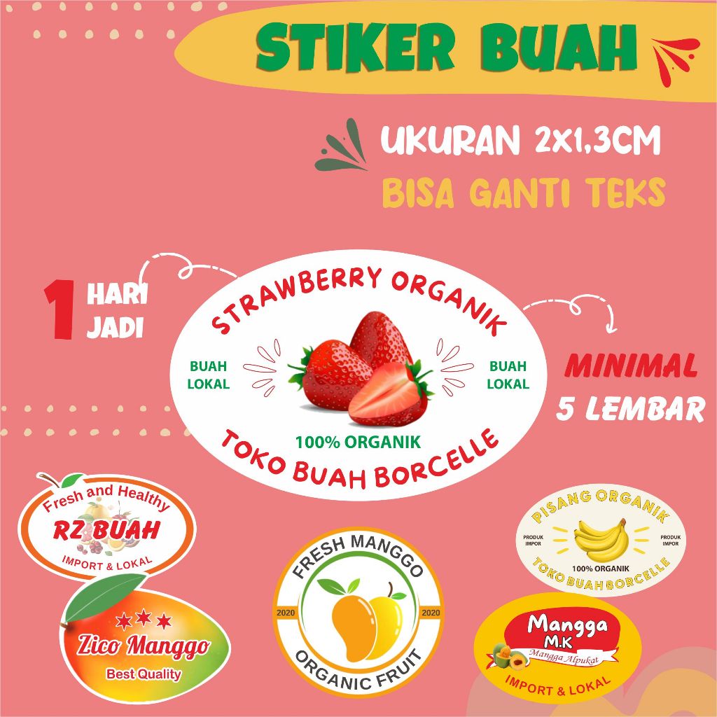 Jual CETAK STIKER BUAH/LABEL BUAH CUSTOM | Shopee Indonesia