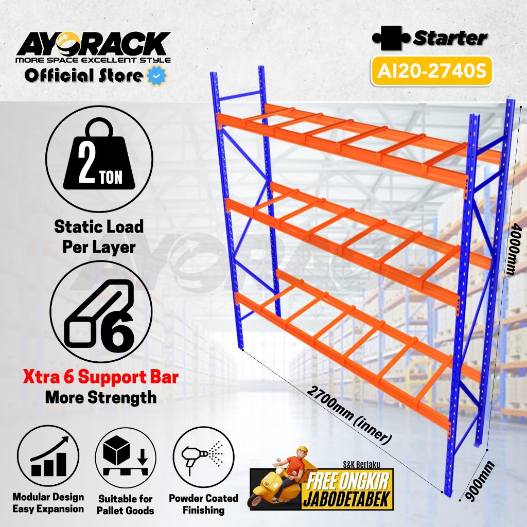 Jual AYORACK PALLET RACKING 2 TON AI20-2740S - RAK PALET HEAVY DUTY 4 ...