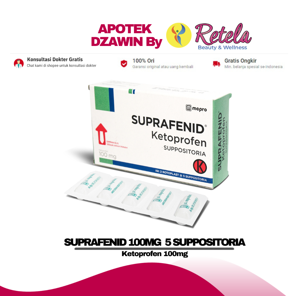 Jual SUPRAFENID 100MG 1 ROTOPLAST 5 SUPPOSITORIA ( Ketoprofen 100MG ...