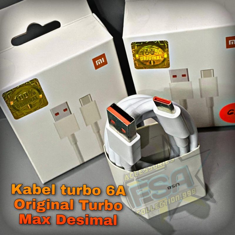 Jual Kabel Data Xiaomi Type C Turbo Max 6A Redmi Note 11 Pro / Note 12 Pro / Note 10 Pro / Note ...