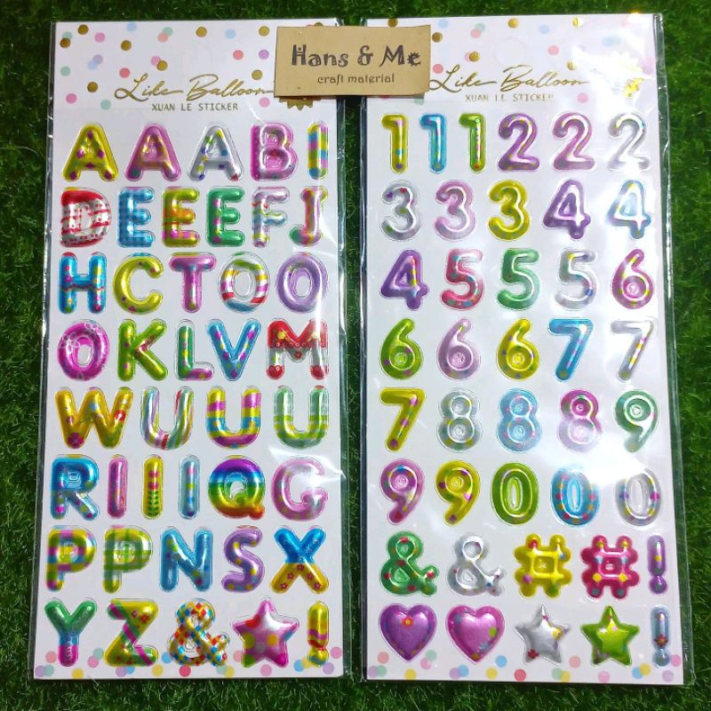 Jual Sticker Stiker Timbul Bubble Metalik Gradasi Huruf Abjad Angka ...