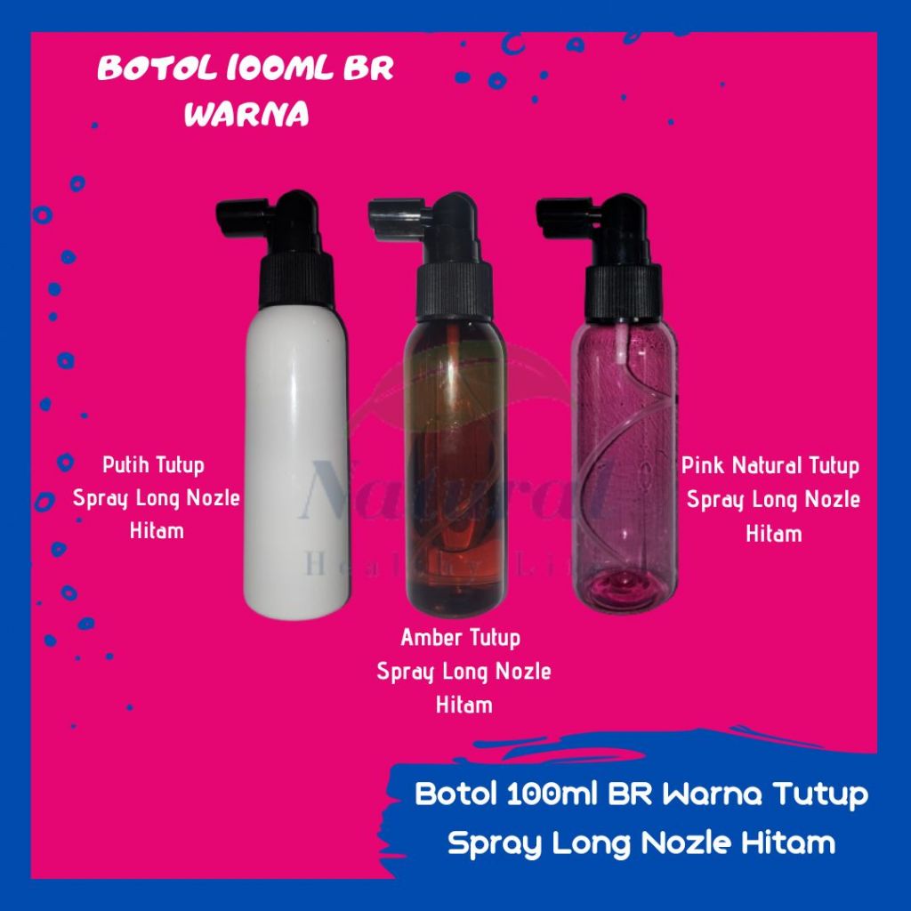 Jual Botol 100ml BR Tutup Spray Long Nozle Hitam Neck 24 Bahan PET BR ...