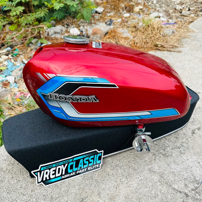 Jual tengki CB 100 125 MERAH CONVERS set jok set tutup set kran tengki ...