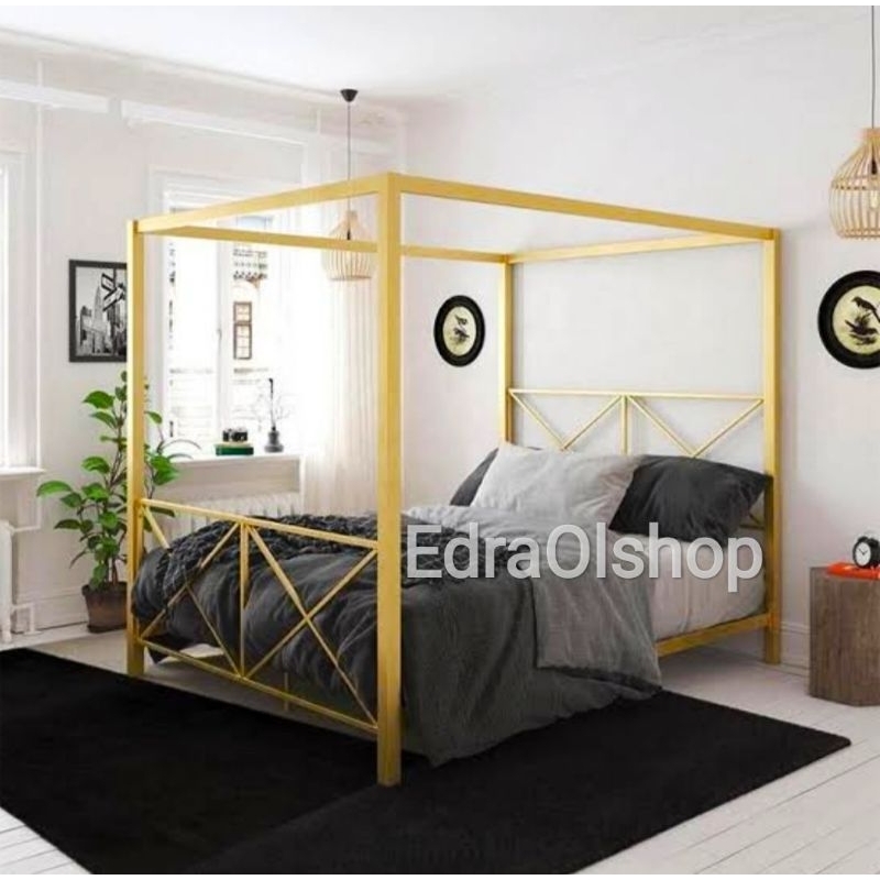 Jual Modern Ranjang Besi Tiang Klasik Size 160/180/200x200cm Mewah ...