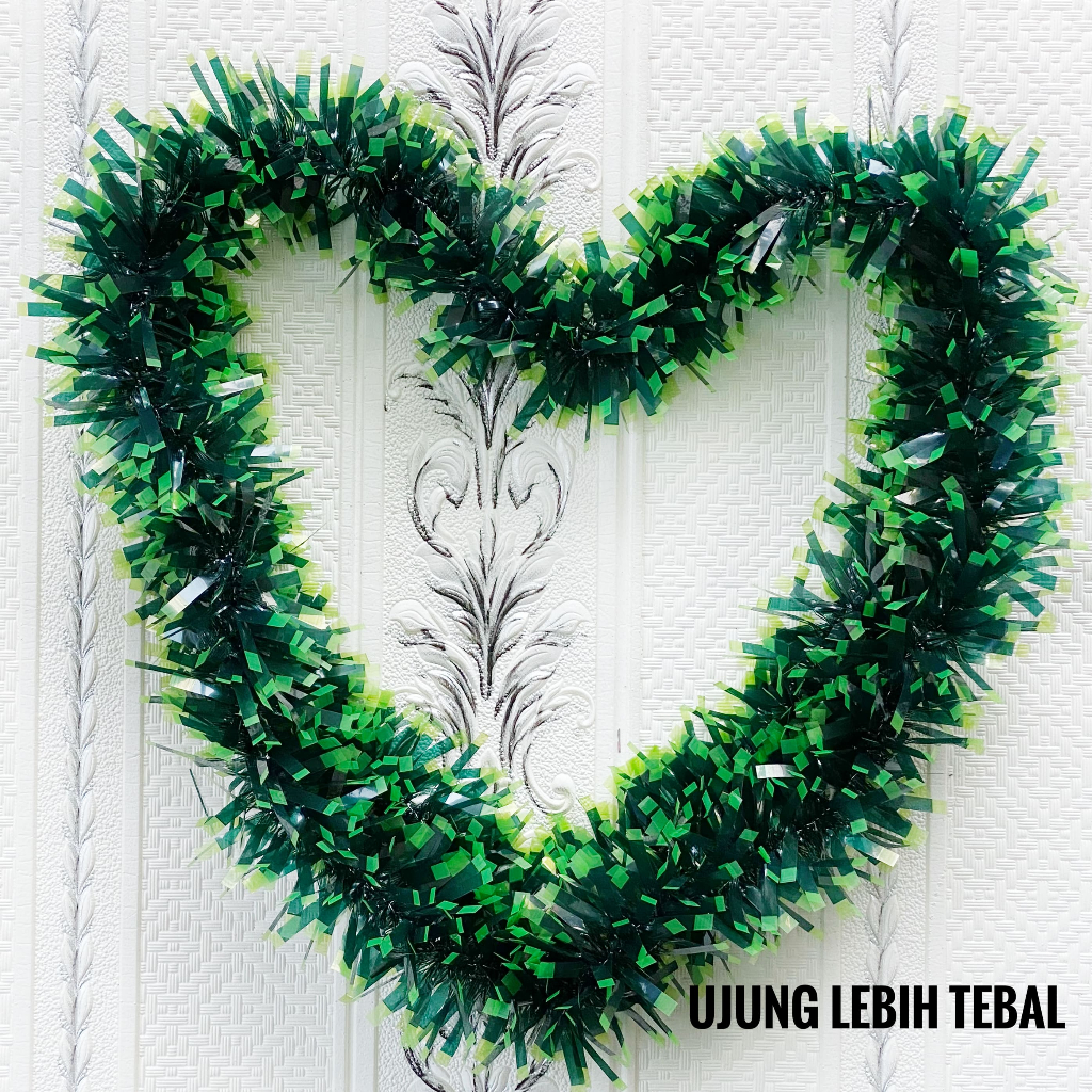 Jual Slinger Natal 2 Meter Hijau Salju Hijau Daun Rumbai Dekorasi Pohon ...