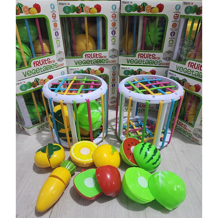 Jual PROMO MAINAN SORTING BUAH DAN SAYUR POTONG CUTTING FRUIT VEGETABLE ...