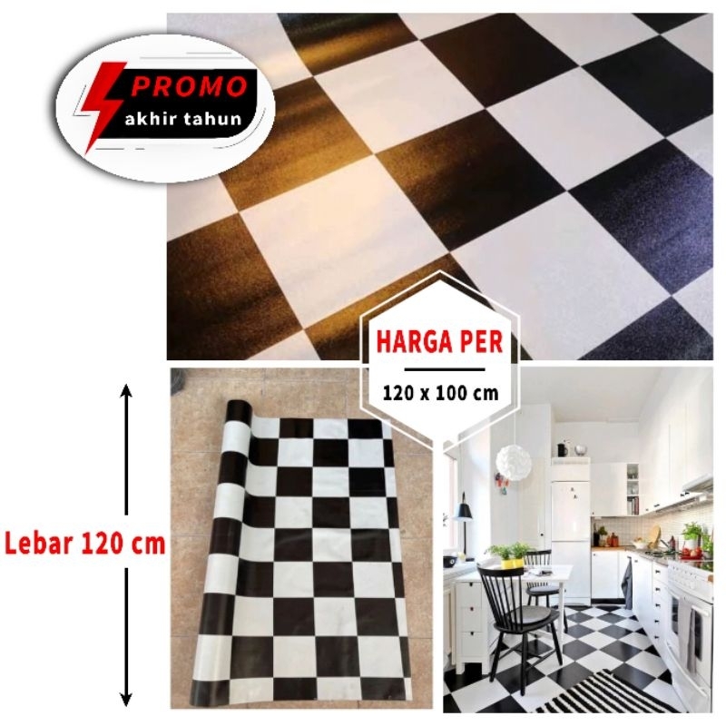 Jual karpet lantai / karpet teras motf catur hitam putih lebar 120 cm ...