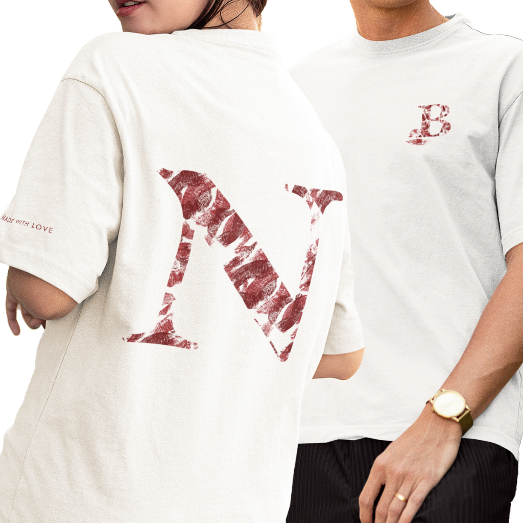 Jual Kaos Baju Kisses Inisial Kiss Bibir 02 Custom Nama Sablonan Kaos ...