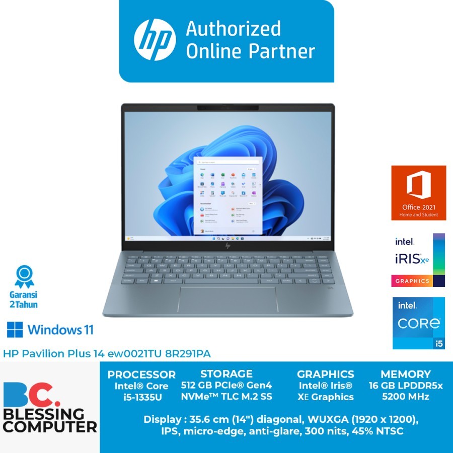 Jual HP Pavilion Plus 14 ew0021TU 8R291PA Core i5 1355U 16GB 512GB Iris ...