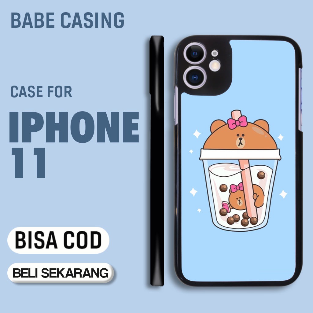 Jual case hp iphone 11 terbaru aesthetic kartun boba cute art hitam ...