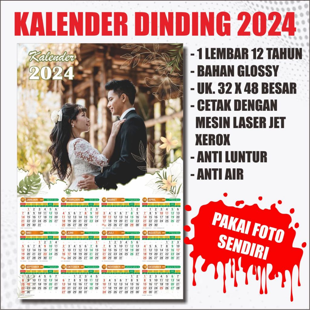 Jual CETAK KALENDER DINIDNG CUSTOM 1 LEMBAR 1 TAHUN FOTO SENDIRI/FOTO ...