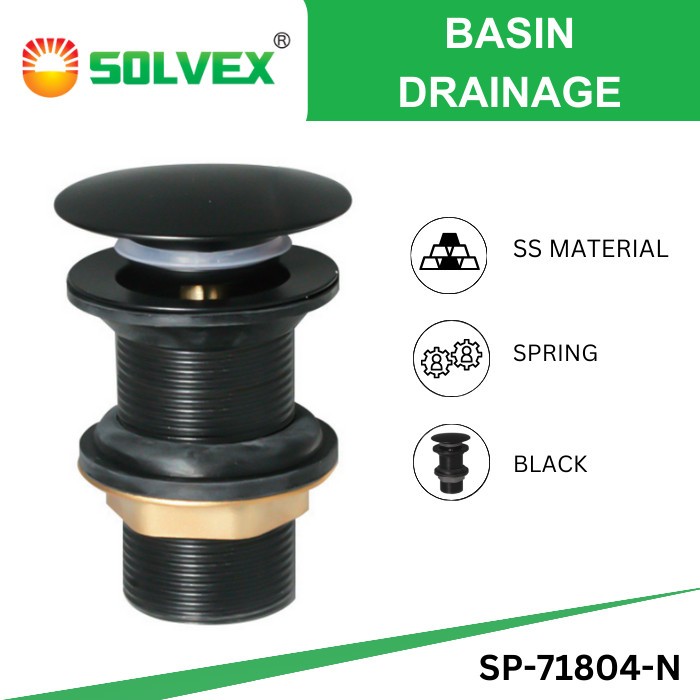 Jual SOLVEX Afur Sink Wastafel Kepala Avur Tekan Hitam Drain Cuci Overflow | Shopee Indonesia