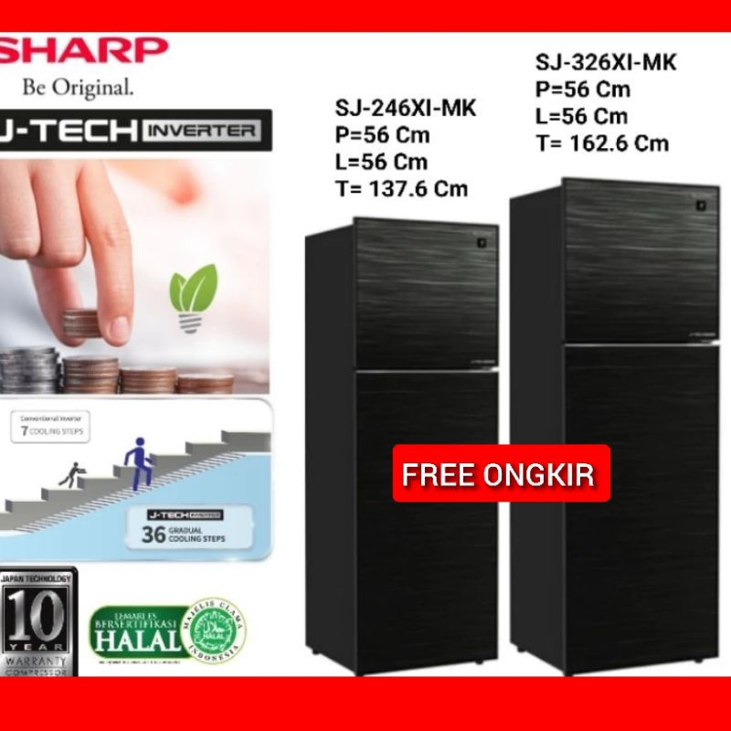 Jual KHUSUS PALEMBANG KULKAS 2 PINTU SHARP SJ 246XI 326XI J-TECH INVERTER TANPA SALJU | Shopee ...