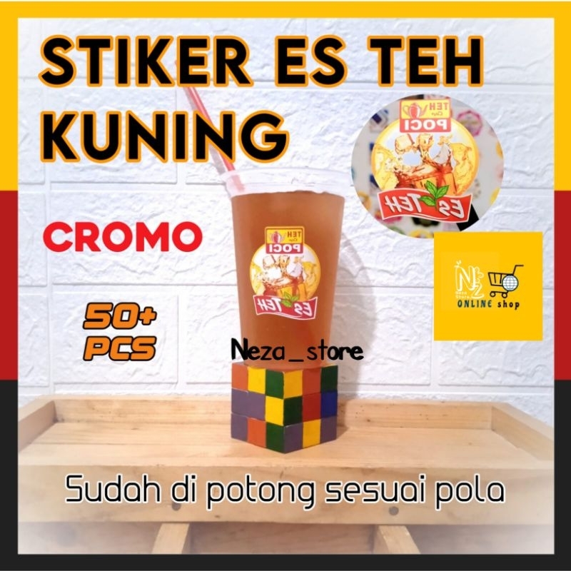 Jual sticker label cup gelas es teh pocikuning | Shopee Indonesia