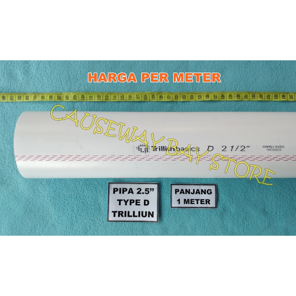 Jual PIPA PVC 2 1/2 INCH TYPE D TRILLIUN PUTIH 1 METER | Shopee Indonesia