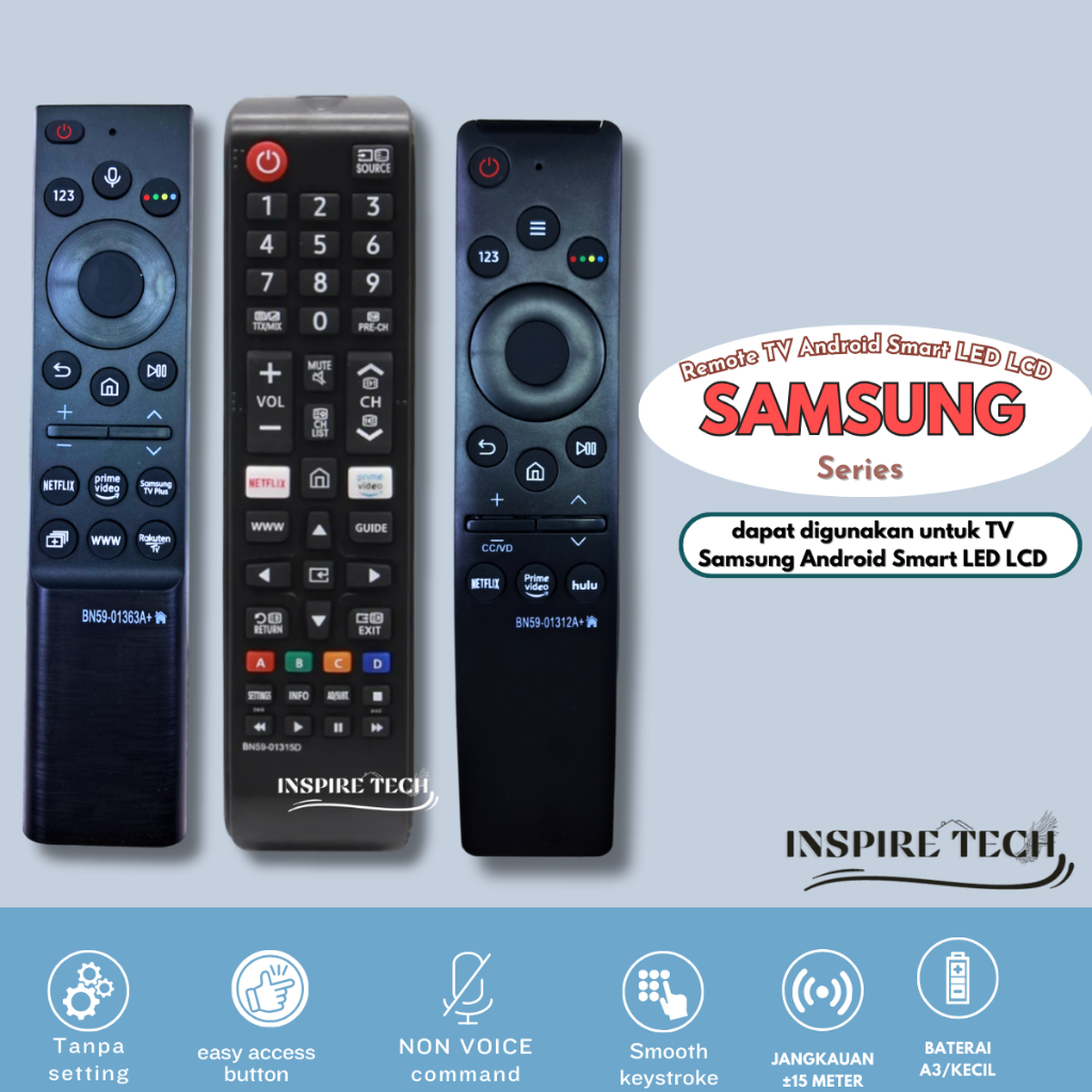 Jual Remot Remote TV SAMSUNG Android Smart LED LCD QLED 4K IR Non Voice Command | Shopee Indonesia