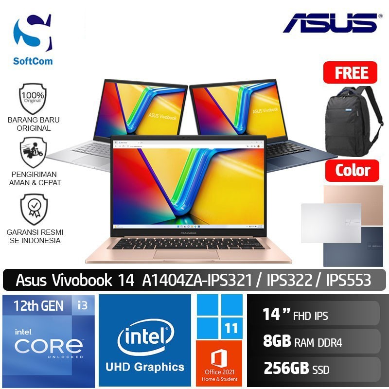 Jual ASUS A1404ZA IPS321 IPS322 IPS323 i3 1215U/8GB/256GB/14" VivoBook ...