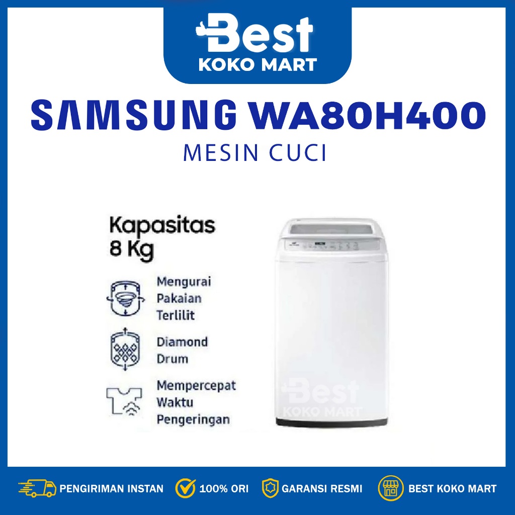 Jual SAMSUNG Mesin Cuci / Washing Machine Top Loading 8KG - WA80H4000SW ...