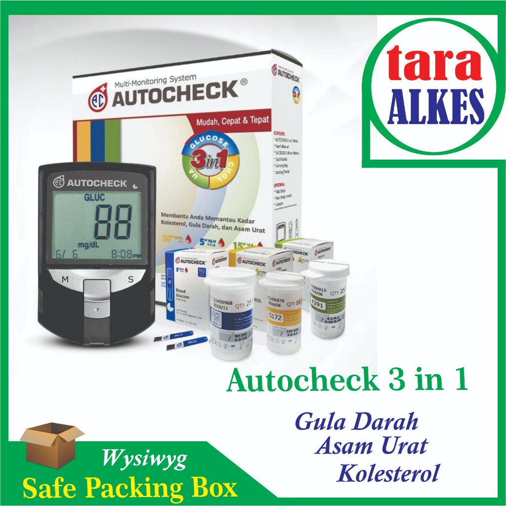 Jual AUTOCHECK GCU 3in1 Alat Tes Alat cek Gula Darah Auto Check 3 in 1 ...