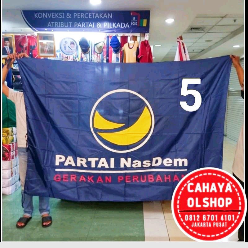 Jual bendera partai Nasdem 150 x 225 dan 200 x 300 | Shopee Indonesia