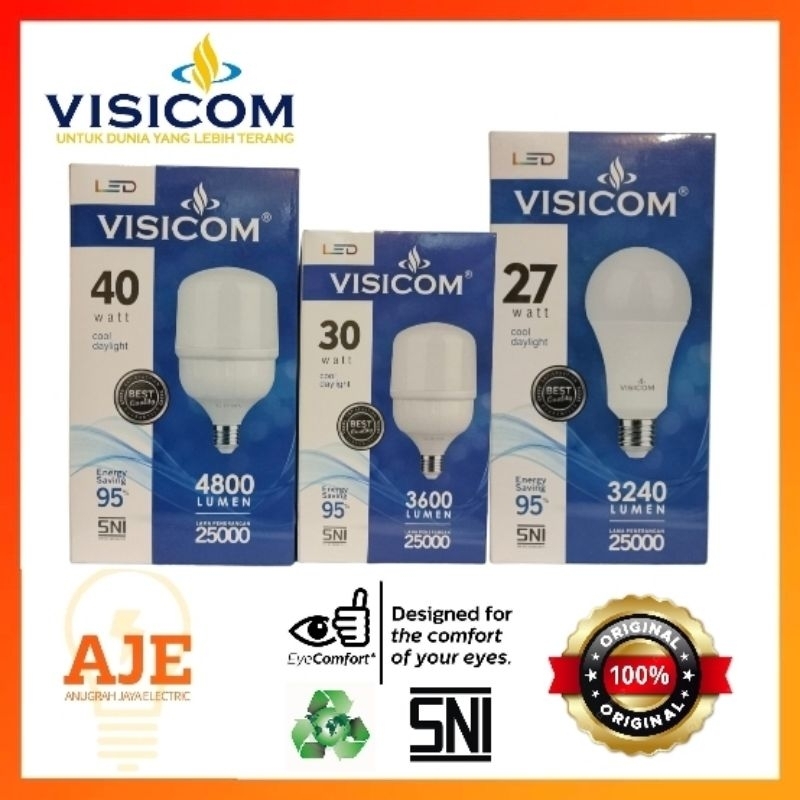Jual Lampu Bohlam Led Visicom 27 30 40 Watt Putih Original Garansi 1 Tahun | Shopee Indonesia