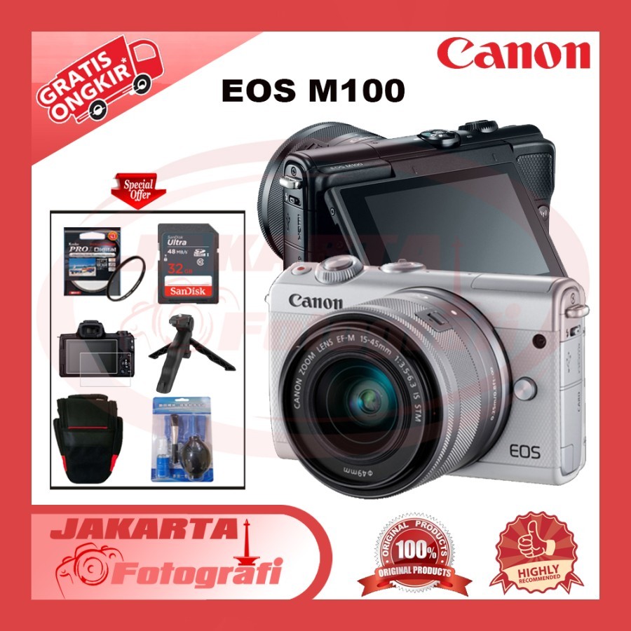 Jual CANON EOS M100 KIT 15-45MM KAMERA CANON MIRRORLESS | Shopee Indonesia