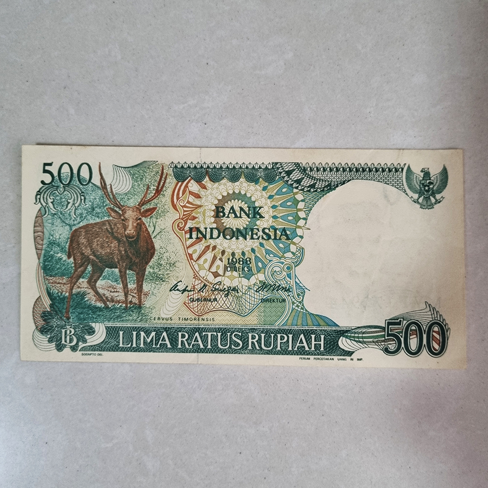 Jual UANG KERTAS LAMA KUNO LIMARATUS (Rp500) GAMBAR KIJANG TAHUN 1988 ...