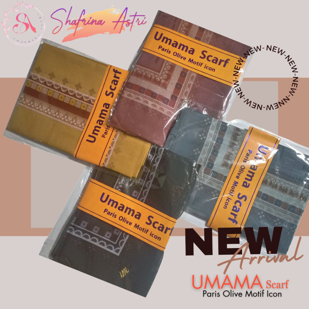 Jual umama scarf paris olive motif icon dengan banyak pilihan warna ...