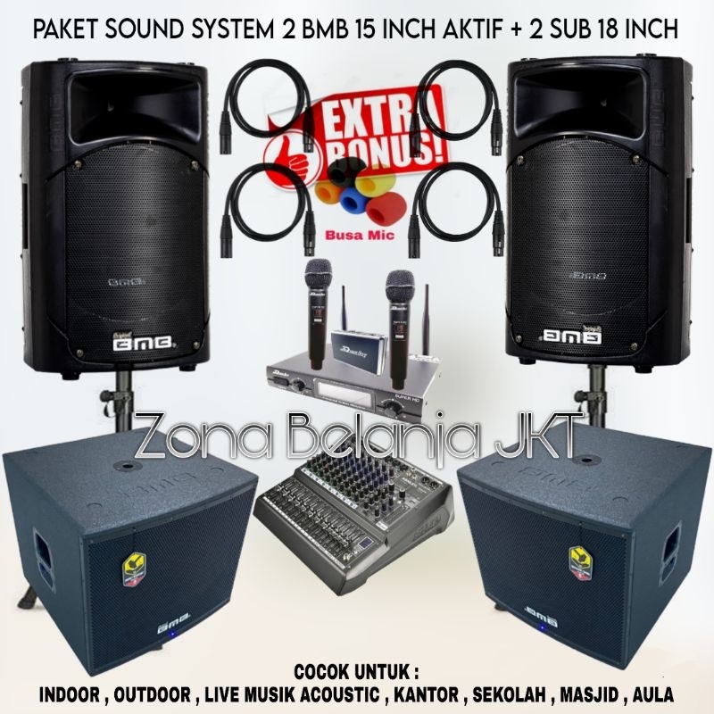 Jual PAKET SOUND SYSTEM INDOOR OUTDOOR LIVE MUSIK KARAOKE 2 SPEAKER BMB ...