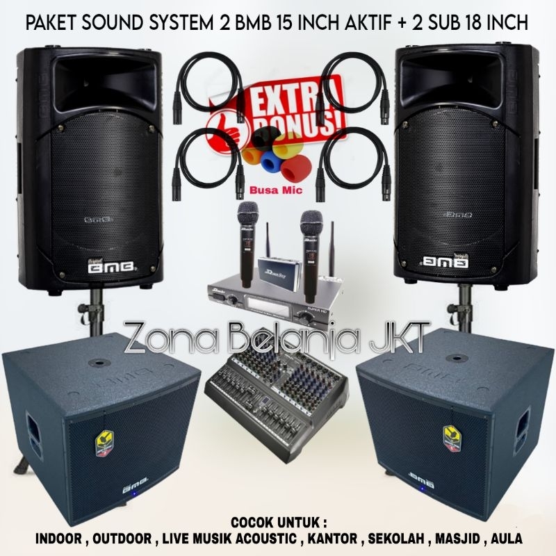 Jual PAKET SOUND SYSTEM INDOOR OUTDOOR LIVE MUSIK KARAOKE 2 SPEAKER BMB ...