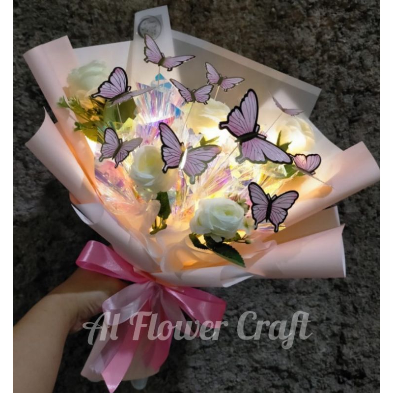 Jual BUTTERFLY Bouquet Buket Bunga Kupu-Kupu LED Lampu For Gift Hadiah ...