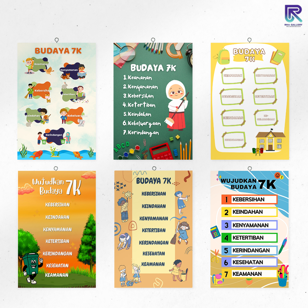 Jual RHA GALLERY Hiasan Dinding Wujudkan Budaya 7K Dekorasi Edukasi Pajangan Sekolah Kelas ...