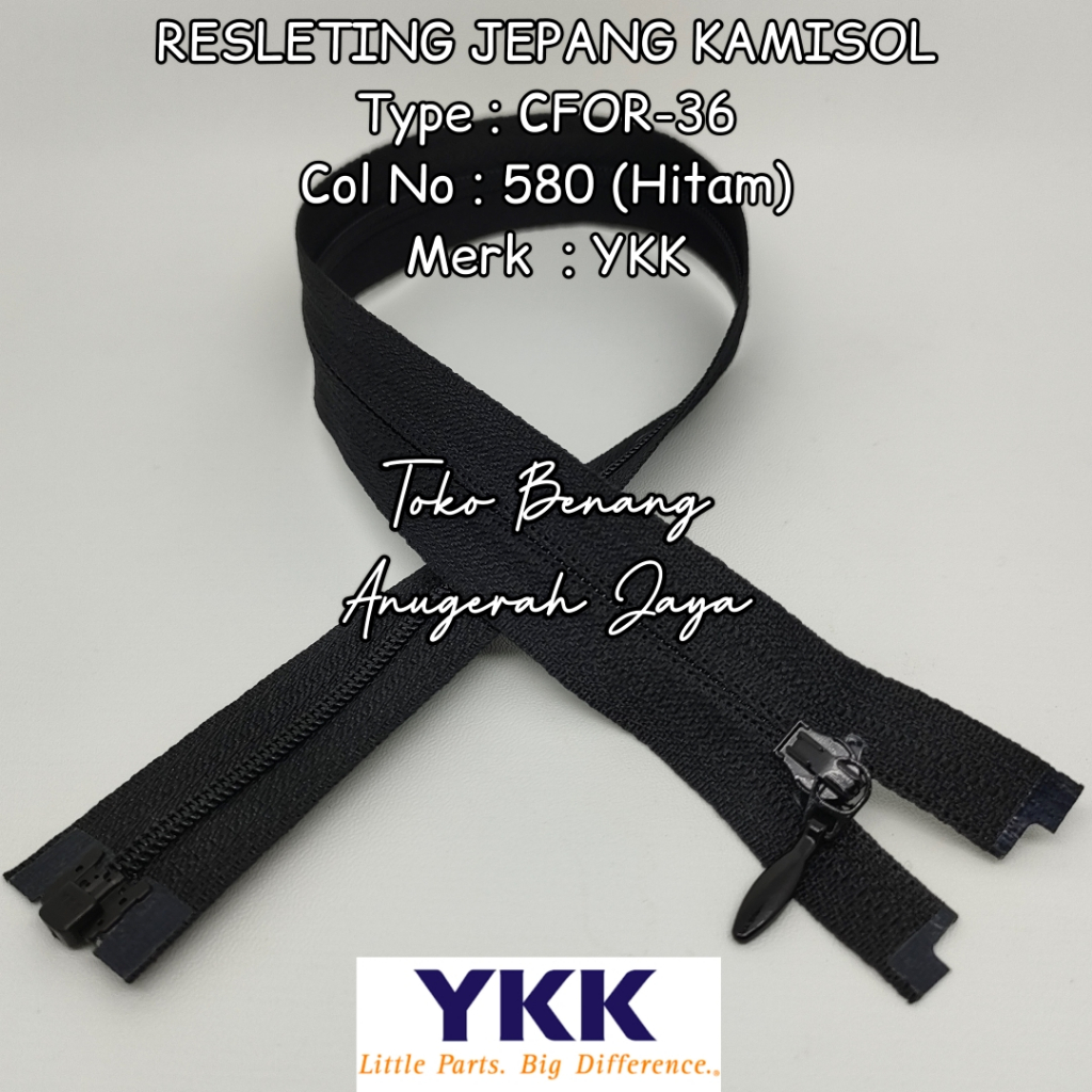 Jual Resleting Jepang Kamisol Open End YKK no 580 Hitam | Shopee Indonesia